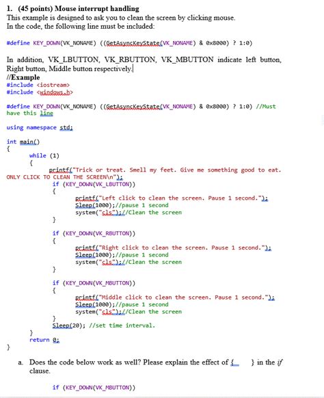 Solved 1 45 Points Mouse Interrupt Handling This Example