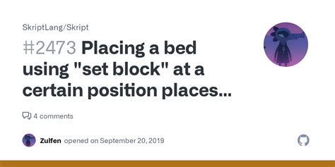 Placing A Bed Using Set Block At A Certain Position Places Either The Foot Or The Head Of The
