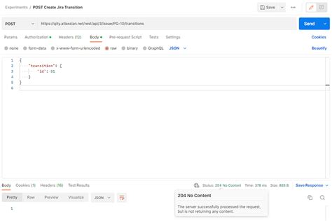 Transition Jira Issue Through Postman Or Atlassian Forge Does Not Return A Json Object Jira
