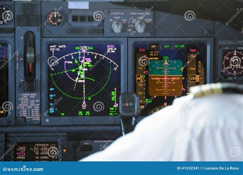 Commercial Aircraft Panel At Night Stock Image Image Of Altitude Airline 41532341