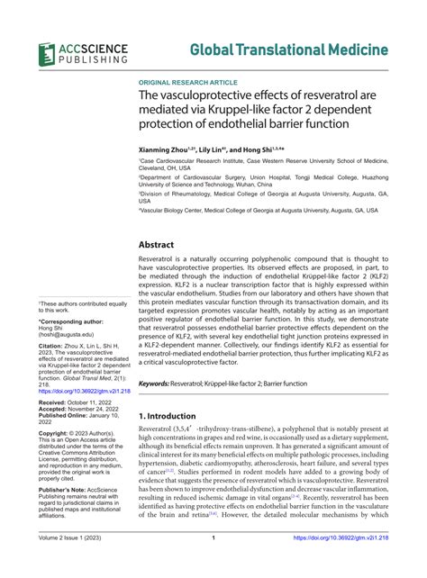 Pdf The Vasculoprotective Effects Of Resveratrol Are Mediated Via