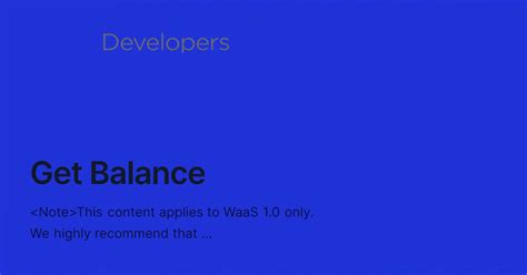 get balance developer hub