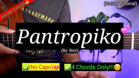 Pantropiko Bini 4 Chords Only😍 No Capo Guitar Tutorial Chords