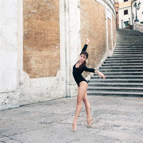 Young Beautiful Ballerina Dancing Along The Street In Rome Ital Stock