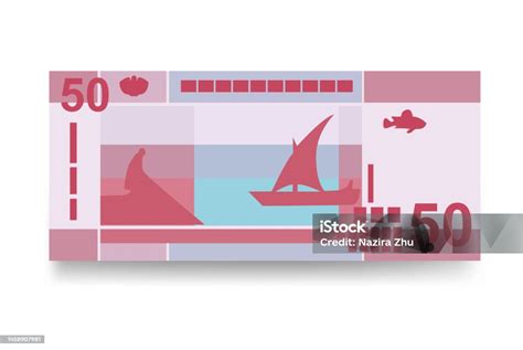 수단 파운드 벡터 일러스트 레이 션입니다 수단 돈 세트 번들 지폐 지폐 50 Sdg 플랫 스타일 흰색 배경에 격리 심플한 미니멀