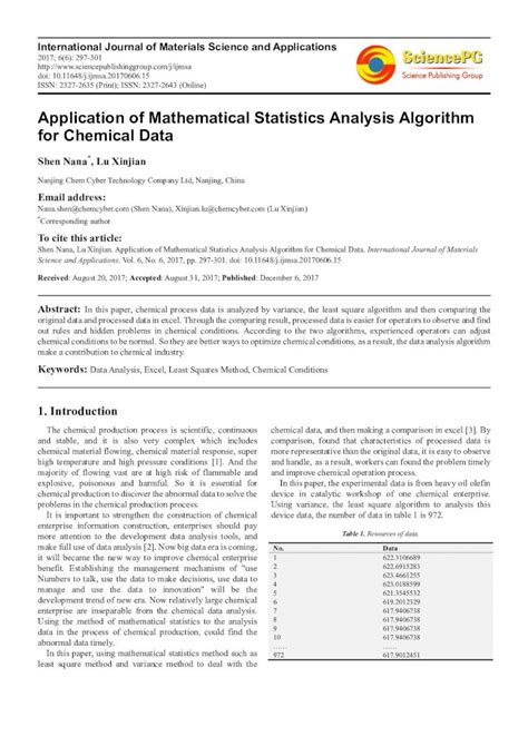 pdf application of mathematical statistics analysis algorithm