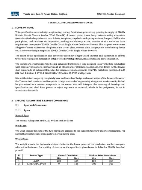 Tecnical Specification Tower Pdf