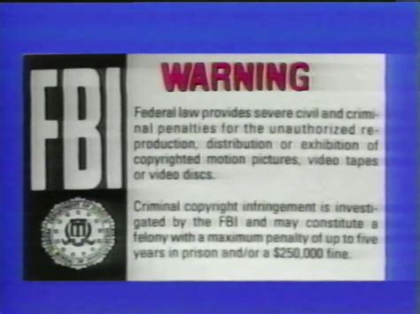 Fbi Warning Blue Vhs