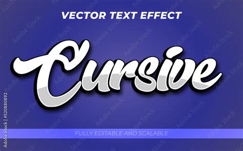 Cursive Vector Text Effect Stock Vector Adobe Stock
