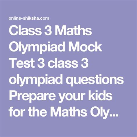 Class 3 Maths Olympiad Mock Test 3 Class 3 Olympiad Questions Prepare