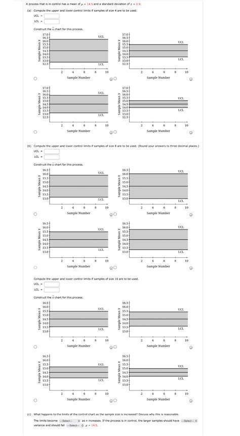 Solved A process that is in control has a mean of μ=14.5 | Chegg.com