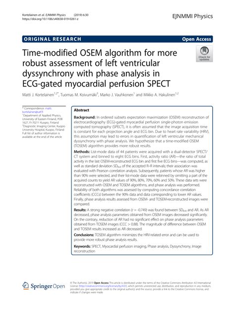 Pdf Time Modified Osem Algorithm For More Robust Assessment Of Left