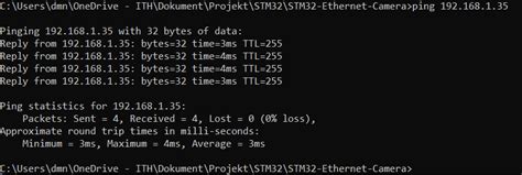 request to stm32 lwip results that ping sto