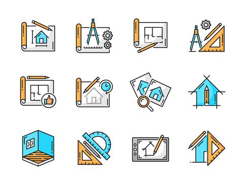 Architect Development And Interior Design Icons 11153441 Vector Art At