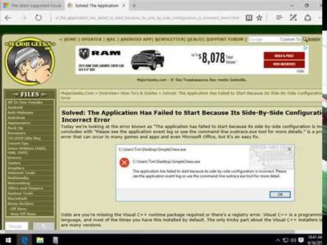 Solved The Application Has Failed To Start Because Its Side By Side Configuration Is Incorrect