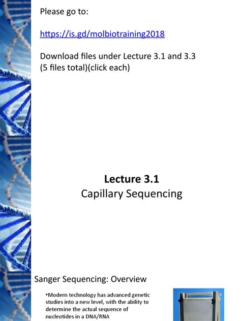 Lecture 3 1 Capillary Sequencing Pdf Dna Sequencing Genetics