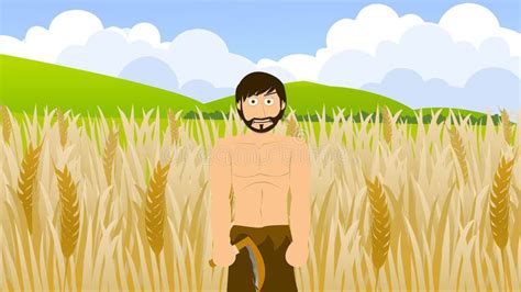 Cartoon Illustration Of Cain In His Farm Stock Illustration