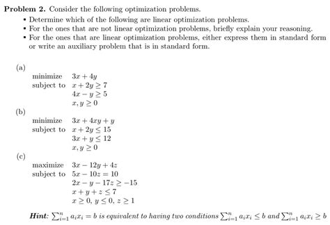 solved 1 problem 2 consider the following optimization