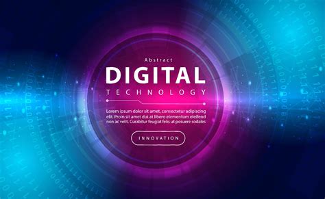 Digital Technology Security Banner Pink Blue Background Concept Binary