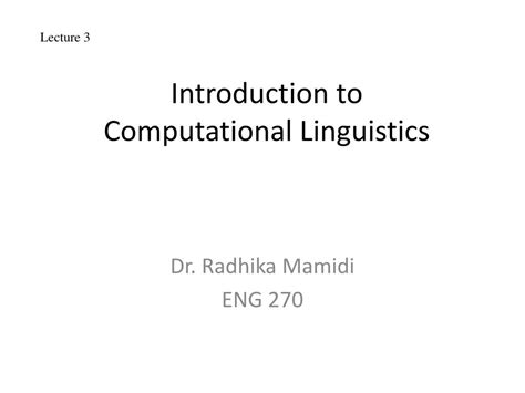 PPT Introduction To Computational Linguistics PowerPoint Presentation ID