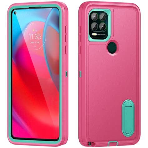 모토로라 모토 G 스타일러스 5g용 견고한 Pc 홀더가 있는 실리콘 전화 케이스로즈 레드 라이트 그린