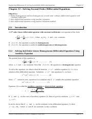 Chapter Soving Second Order Differential Equations Pdf Engineering Mathematics II Solving