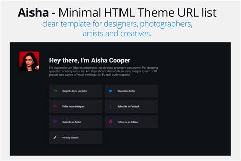 Aisha Easy Url List Html Template Html Templates ~ Creative Market