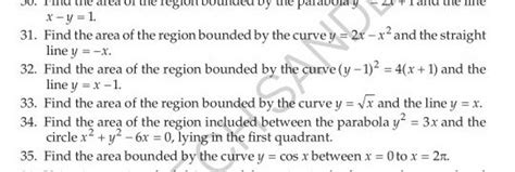 31 find the area of the region bounded by the curve y 2x−x2 and the stra