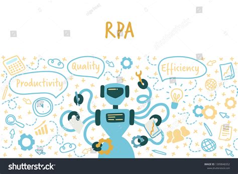 Concept Rpa Robotic Process Automatisation Robot Stock Vector Royalty Free 1309848352