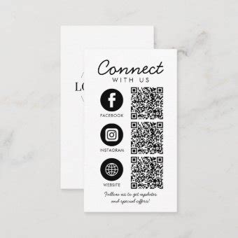 Connect With Us Social Media QR Code Company Logo Enclosure Card Zazzle
