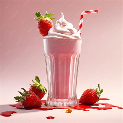 Premium Ai Image There Is A Strawberry Milkshake With Whipped Cream
