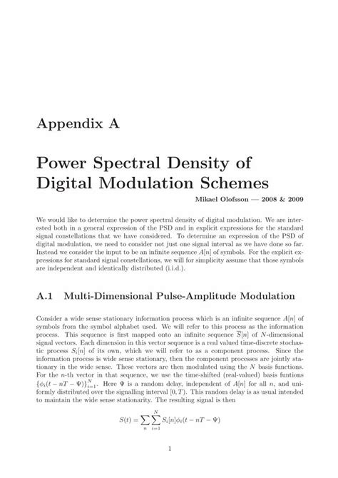 Pdf Power Spectral Density Of Digital Modulation Schemes · Power