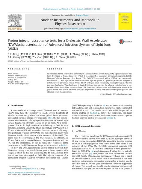 pdf proton injector acceptance tests for a dielectric wall
