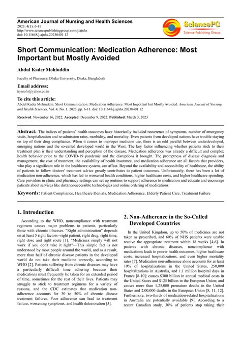 Pdf Medication Adherence Most Important But Mostly Avoided