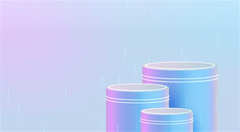 파스텔 색상 배경으로 제품 디스플레이 프리젠 테이션을 위해 빛나는 3d 네온 연단이있는 미래 지향적 인 사이버 무대 3차원 형태에 대한 스톡 벡터 아트 및 기타 이미지