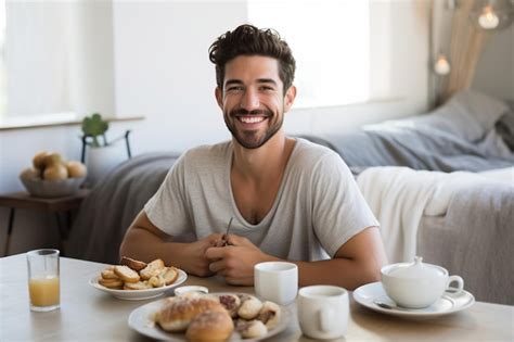 Junger Schwuler Mann Fr Hst Ckt Im Bett Premium Foto