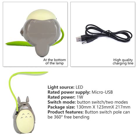 크리 에이 티브 야간 조명 Led 만화 토토로 모양 램프 Usb 충전식 독서 테이블 책상 램프 어린이 선물 홈 인테리어 참신 Hello