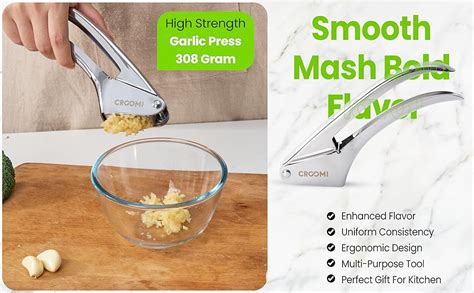 Croomi Garlic Press Stainless Steel Premium Professional