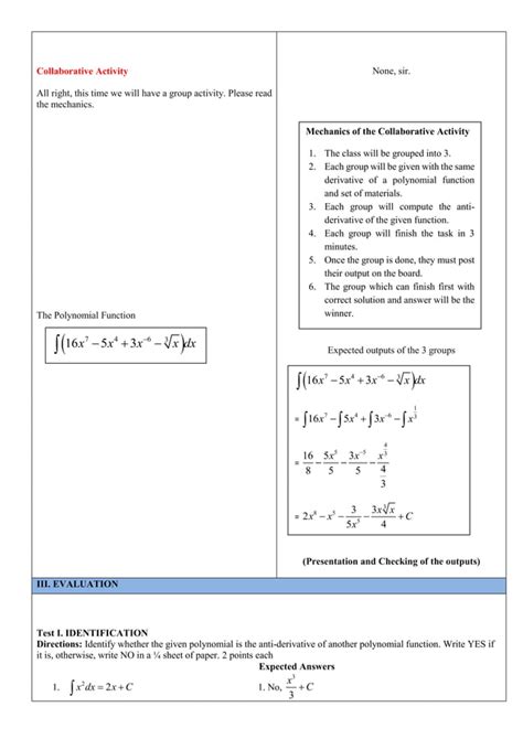 Embodo Lp Grade 11 Anti Derivative Of Polynomial Functions Docx