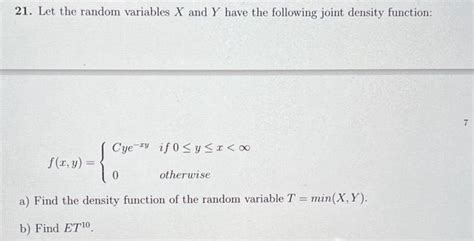 solved 21 let the random variables x and y have the