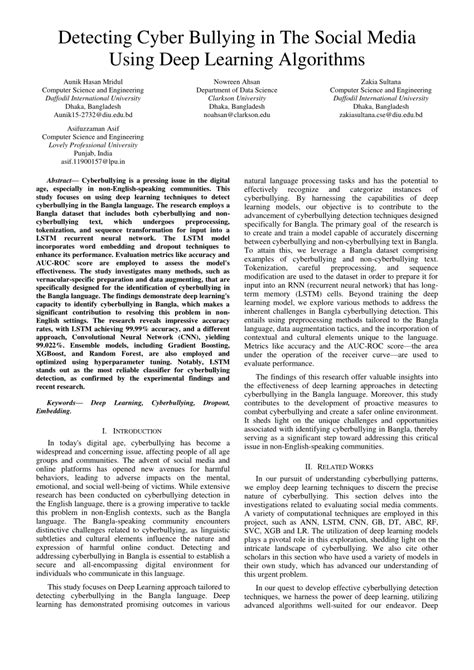 Pdf Detecting Cyber Bullying In The Social Media Using Deep Learning Algorithms