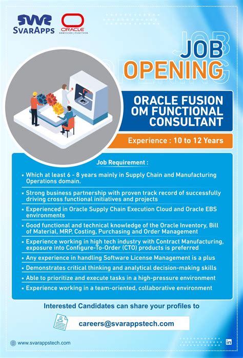 Oraclefusion Oracle Om Functional Consultant Jobalert Jobopening Svarapps Technologies