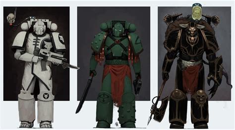 Adeptus Astartes And Chaos Space Marine Warhammer 40k Drawn By Taz