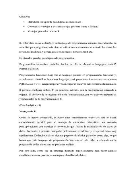 R Vs Python Paradigmas Y Ventajas Pdf Lenguaje De Programación