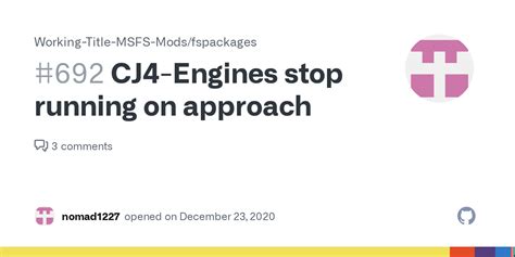 Cj4 Engines Stop Running On Approach · Issue 692 · Working Title Msfs