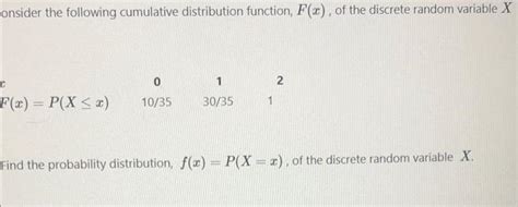 Solved Onsider The Following Cumulative Distribution