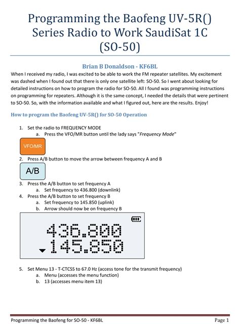 BAOFENG UV 5R SERIES PROGRAMMING MANUAL Pdf Download ManualsLib