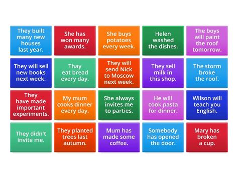 Passive Voice Presentpastperfectfuture Flip Tiles
