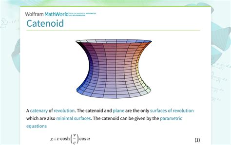 Catenoid From Wolfram Mathworld