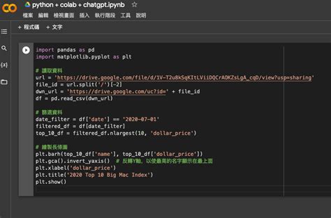 如何善用 Chatgpt 輔助資料分析與視覺化工作？ （四）pythoncolab 協作資料輸入並產出視覺化